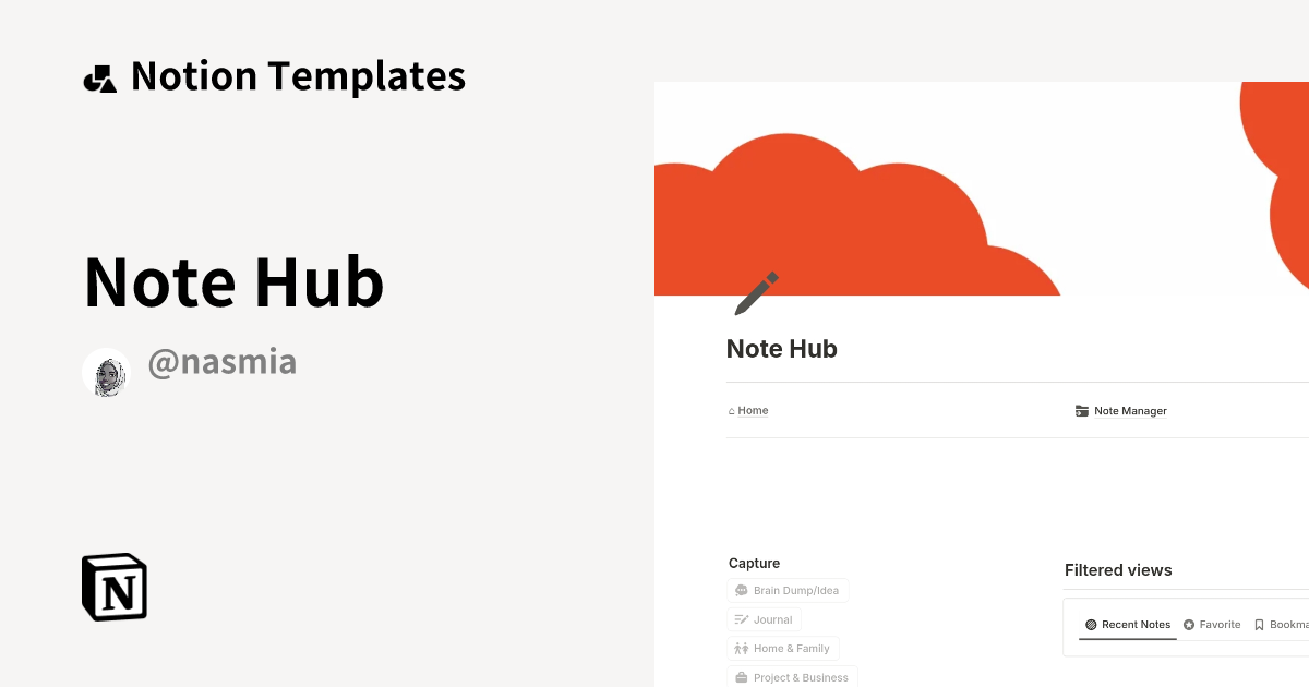 Note Hub Template by Nasmia | Notion Marketplace