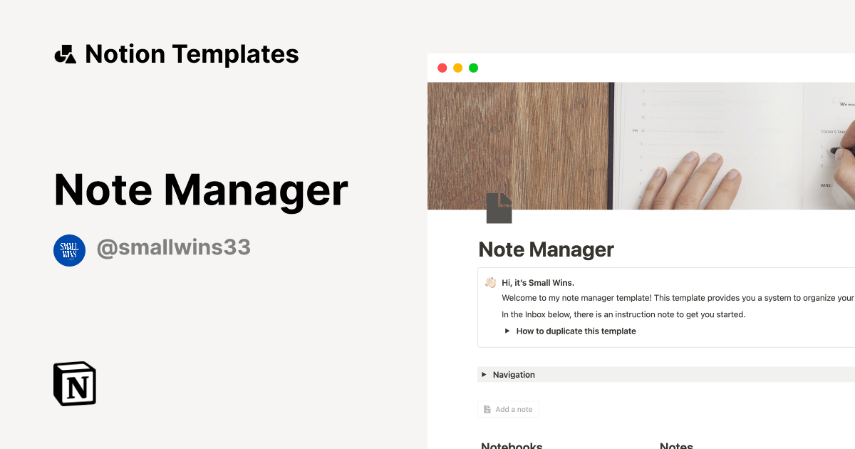 Note Manager Template | Notion Marketplace