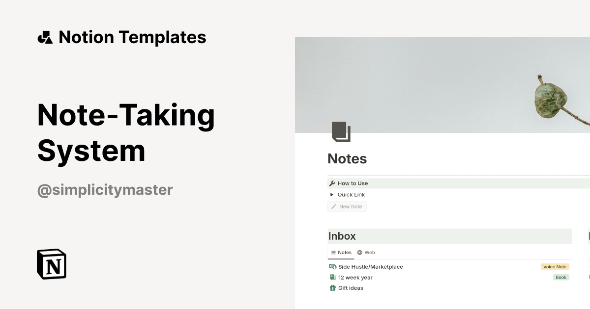 Note-Taking System Template by Lidiia | Notion Marketplace