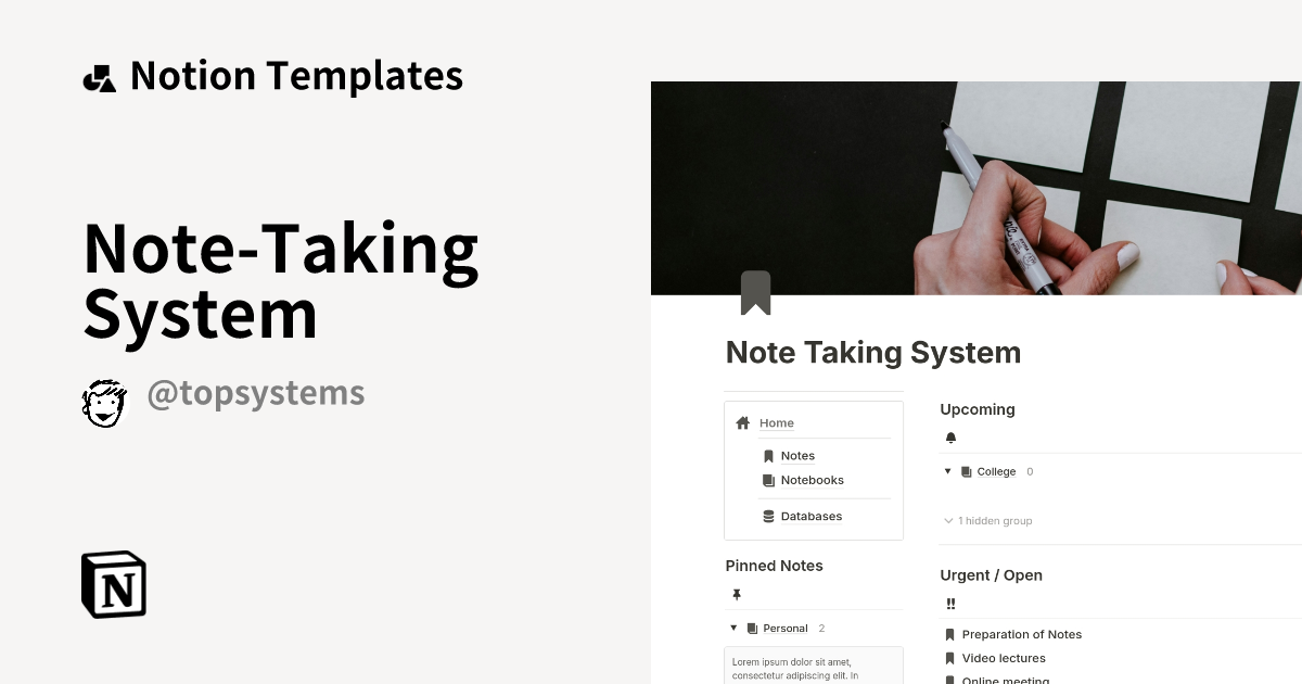Note-Taking System Template by TopSystems.io | Notion Marketplace