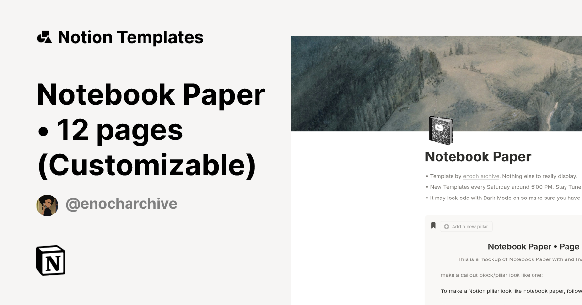 Notebook Paper • 12 pages (Customizable) Template by enoch archive ...
