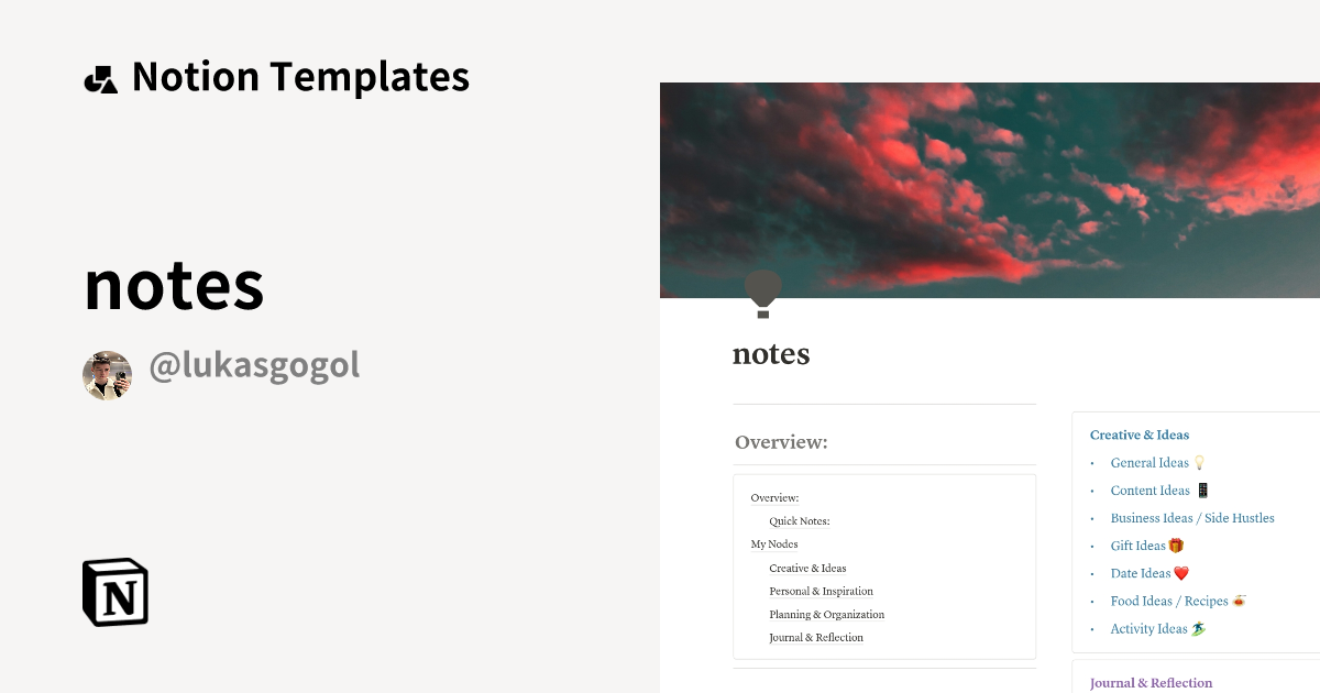 notes Template by Lukas Gogol | Notion Marketplace