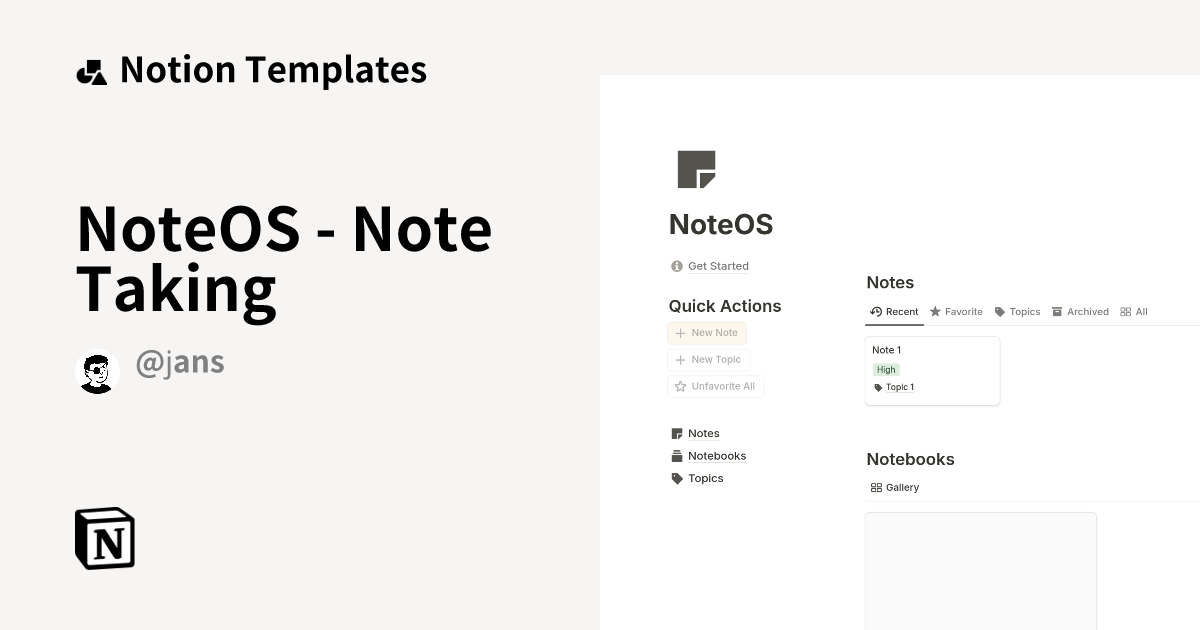 NoteOS - Note Taking Template | Notion Marketplace