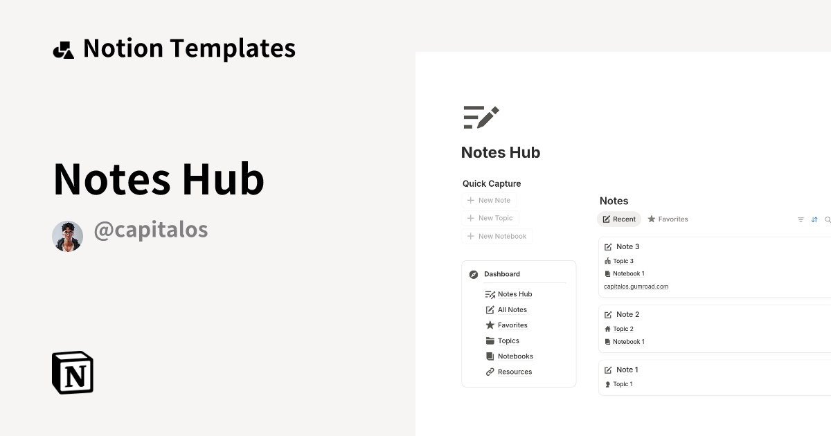 Notes Hub Template | Notion Marketplace