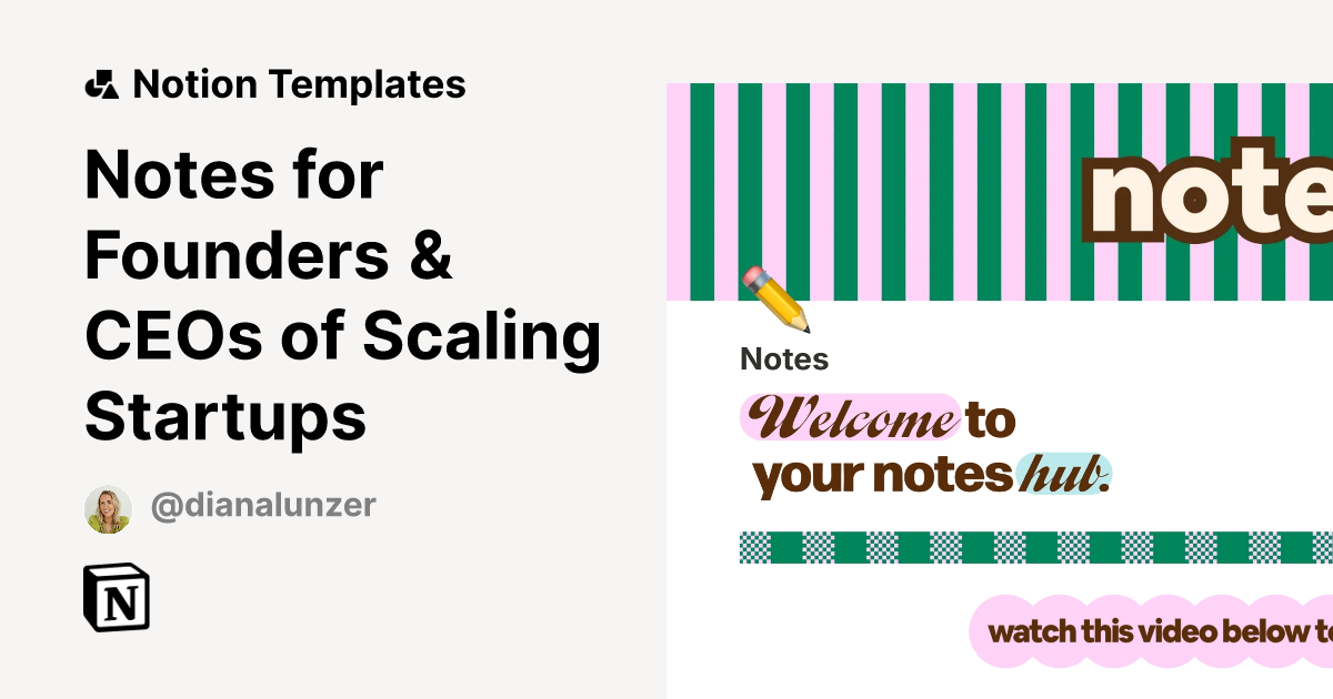 Notes for Founders & CEOs of Scaling Startups Template by Diana Lunzer ...
