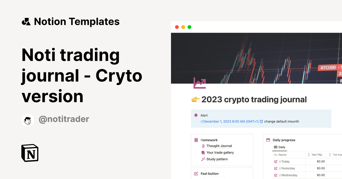 Noti trading journal - Cryto version Template by Noti Trader | Notion Marketplace