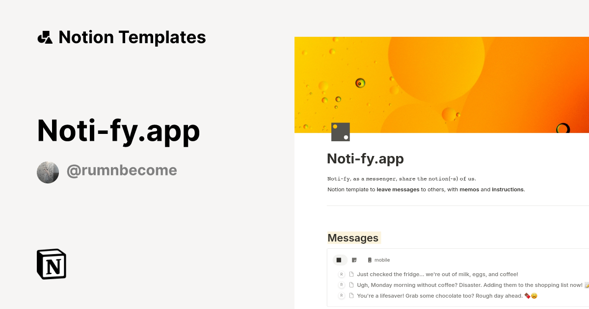Noti-fy.app Template | Notion Marketplace