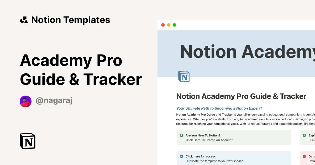 Academy Pro Guide & Tracker Template by Nagaraj | Notion Marketplace