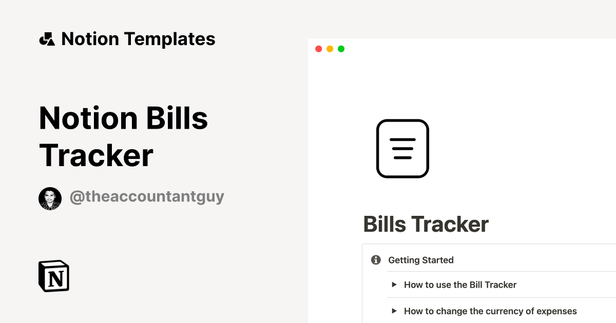 Notion Bills Tracker Template | Notion Marketplace