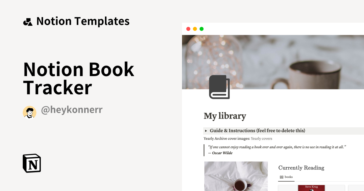 Notion Book Tracker Template by Konner | Notion Marketplace