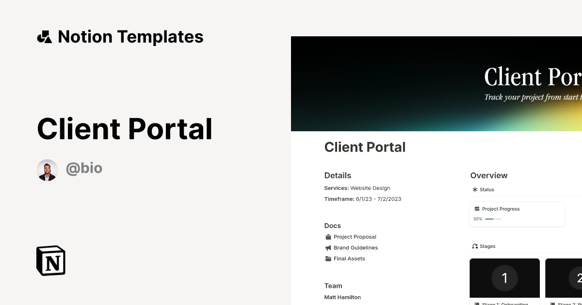 Client Portal Template by Matt Bio | Notion Marketplace
