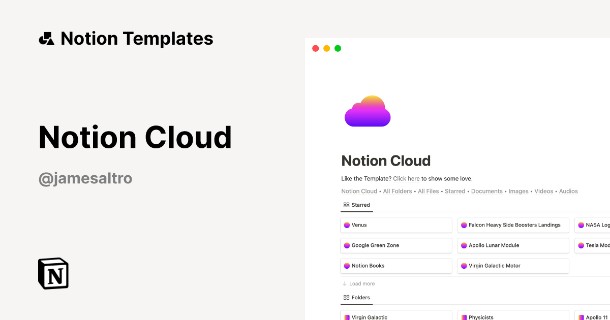 Notion Cloud Template by James | Altro | Notion Marketplace