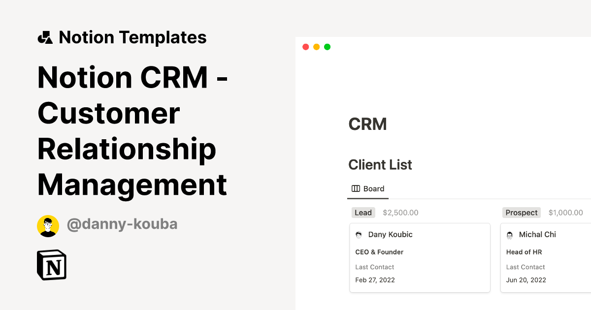 Notion CRM - Customer Relationship Management Template | Notion Marketplace