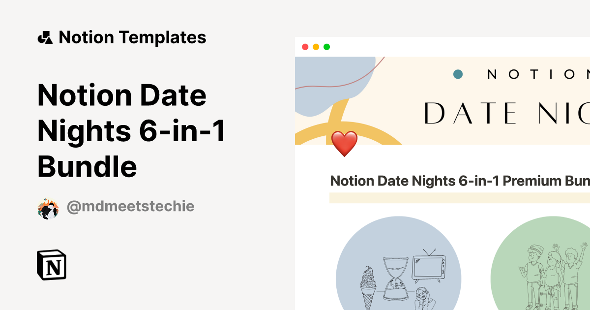 Notion Date Nights 6-in-1 Bundle Template by MD Meets Techie | Notion ...
