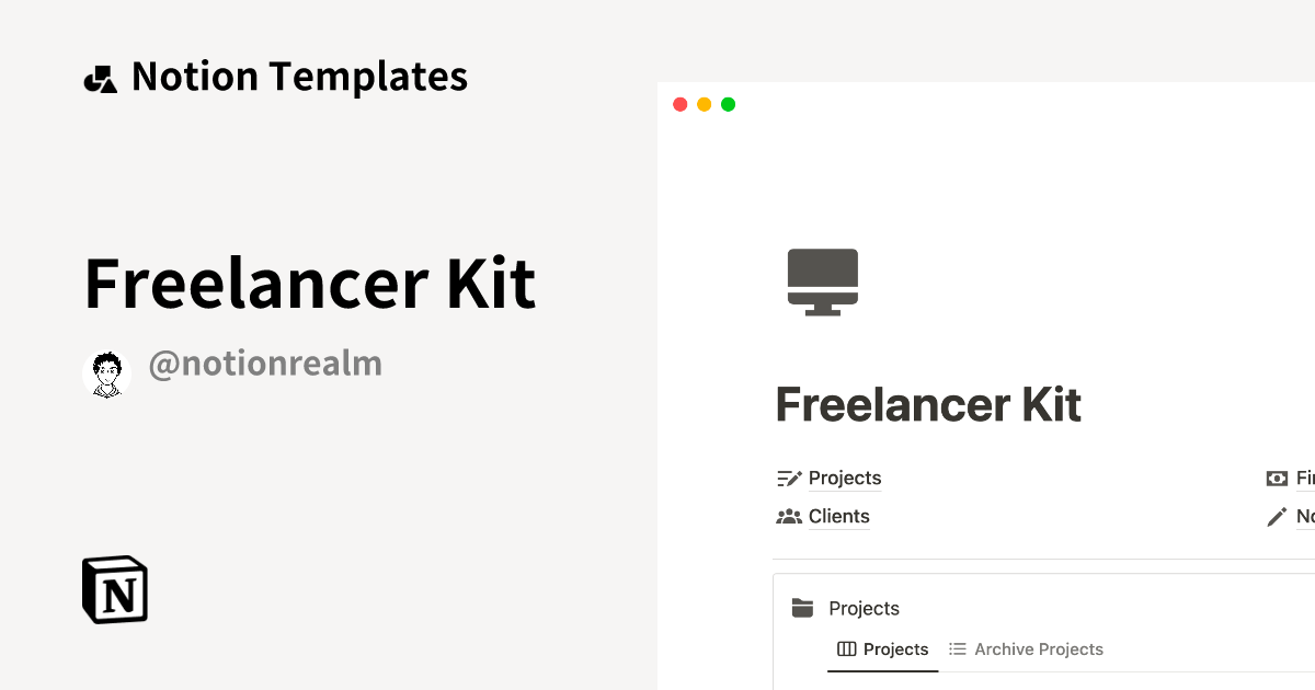 Freelancer Kit Template by Notionrealm | Notion Marketplace