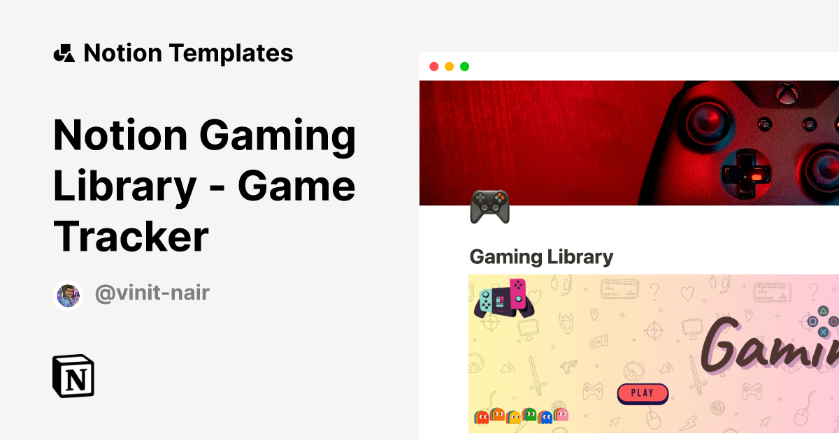 Notion Gaming Library - Game Tracker Template | Notion Marketplace