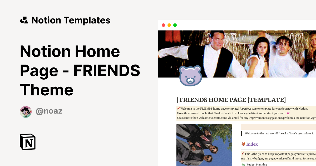 Notion Home Page - FRIENDS Theme Template | Notion Marketplace