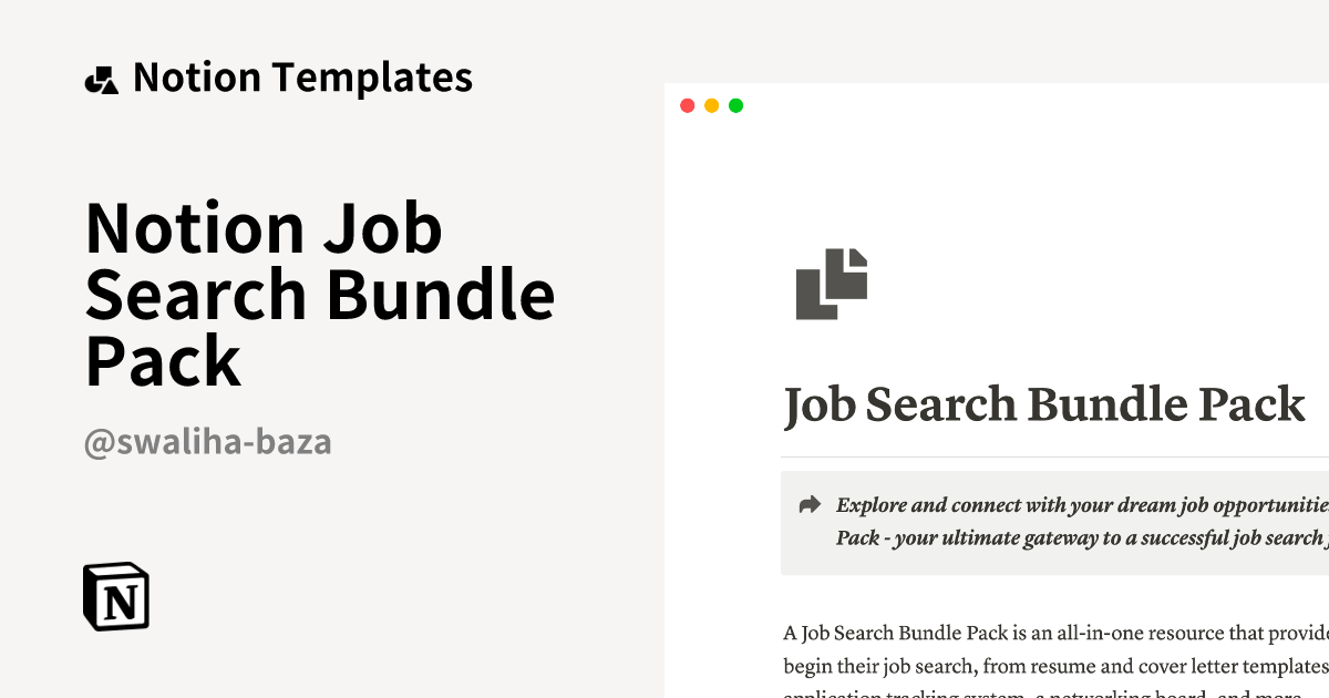 Notion Job Search Bundle Pack Template | Notion Marketplace
