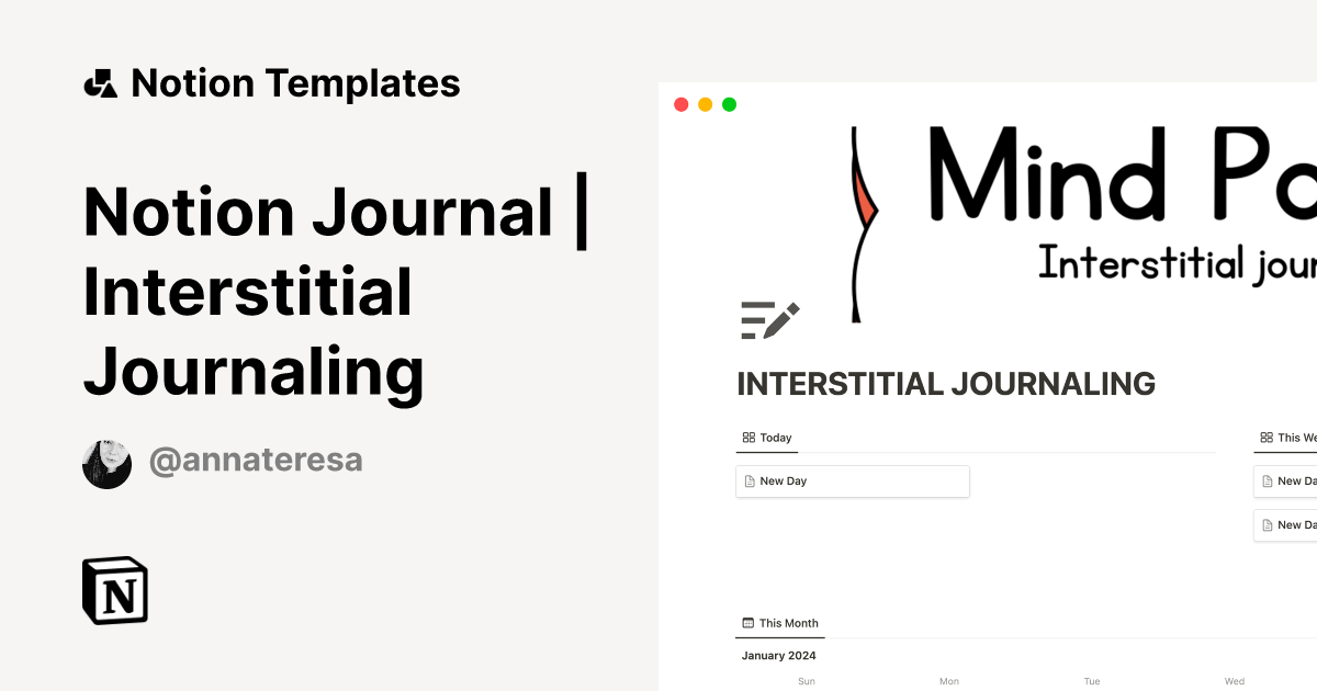 Notion Journal | Interstitial Journaling Template by AnnaTeresa ...