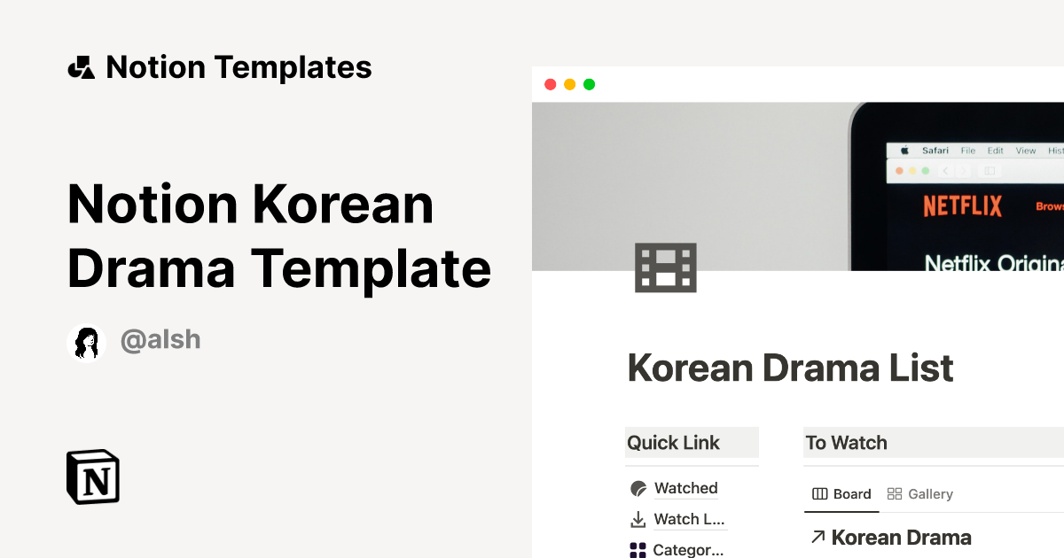Notion Korean Drama Template Template by ALSH | Notion Marketplace