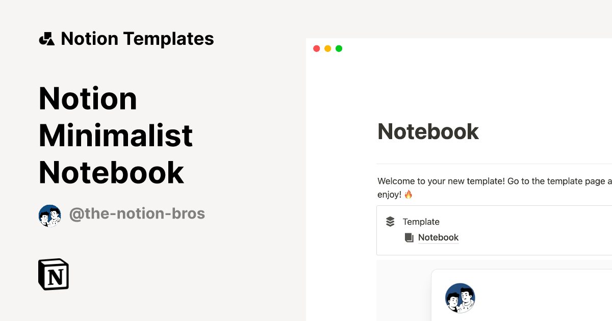 Notion Minimalist Notebook Template by The Notion Bros | Notion Marketplace