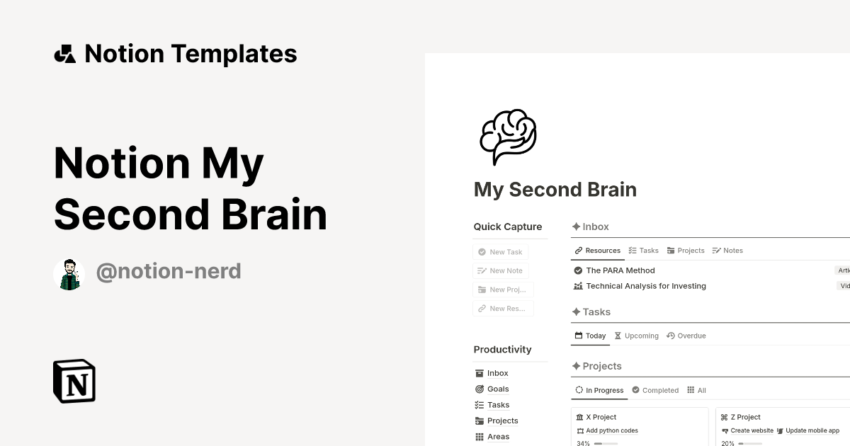 Notion My Second Brain Template | Notion Marketplace