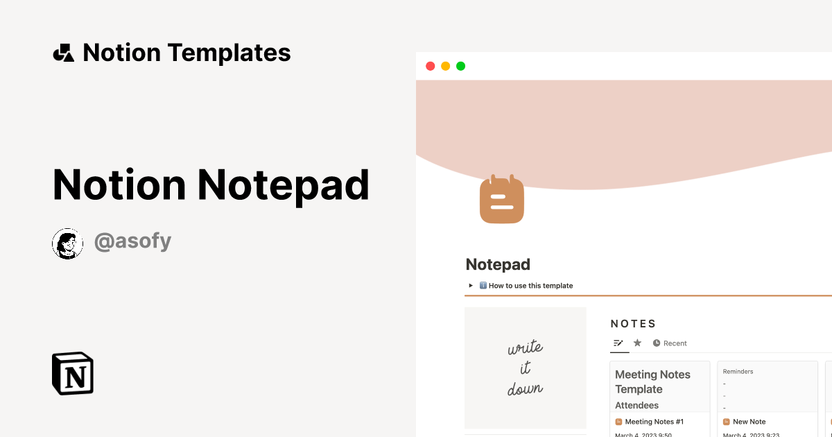 Notion Notepad Template by A.Sofy | Notion Marketplace
