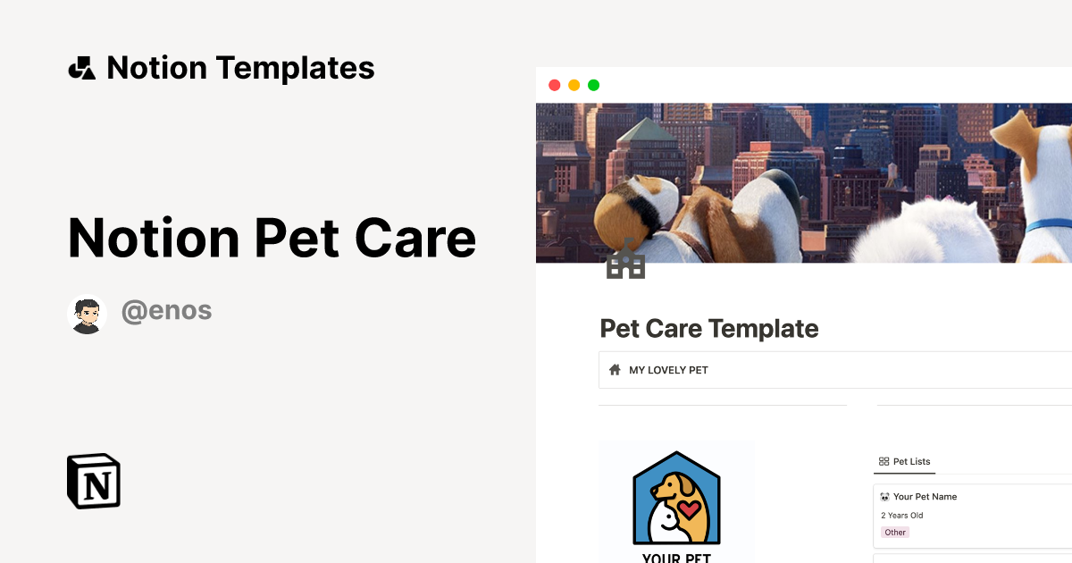 Notion Pet Care Template | Notion Marketplace