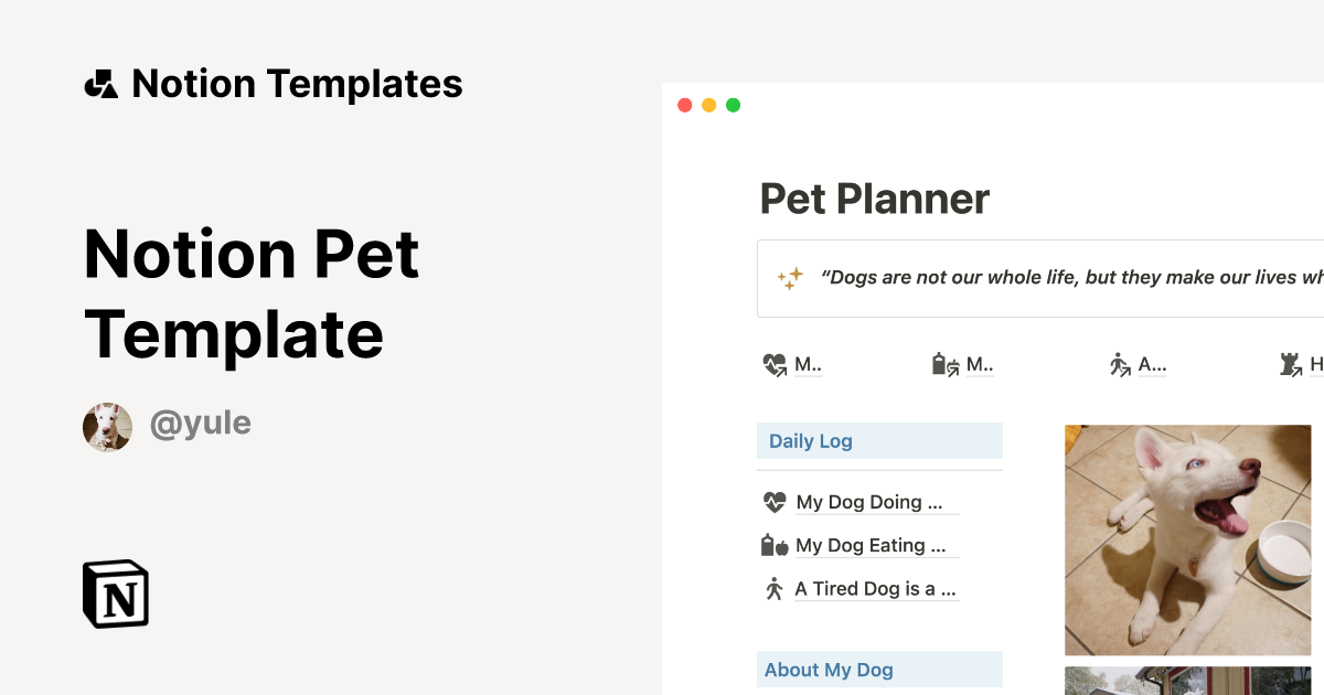 Notion Pet Template Template | Notion Marketplace