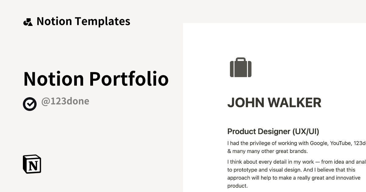 Notion Portfolio Template | Notion Marketplace
