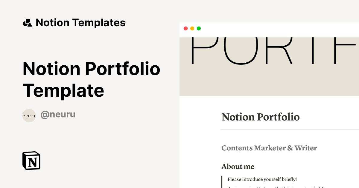 Notion Portfolio Template Template | Notion Marketplace
