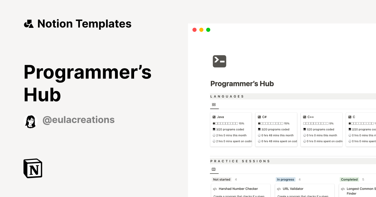 Programmer’s Hub Template by Eula | Notion Marketplace