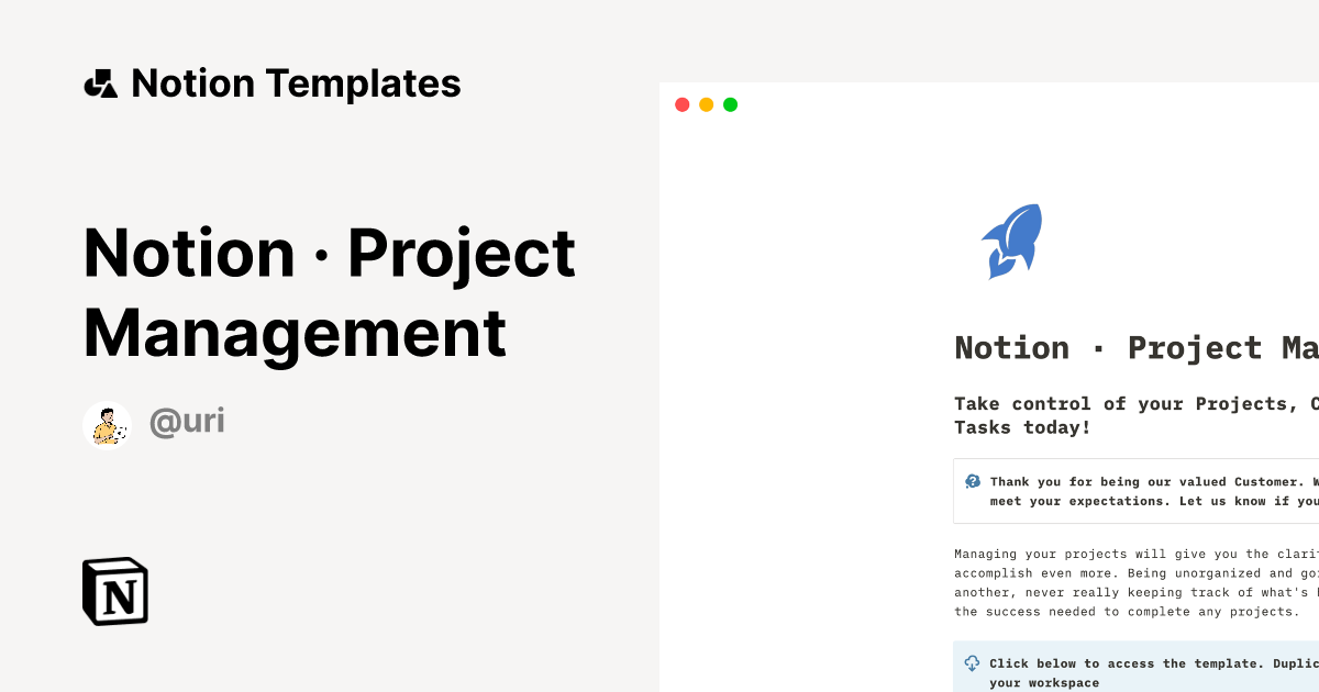 Notion · Project Management Template by Uri | Notion Marketplace