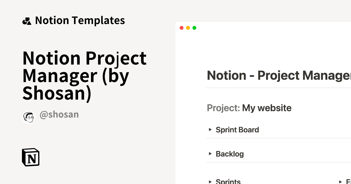 Notion Project Manager (by Shosan) Template | Notion Marketplace