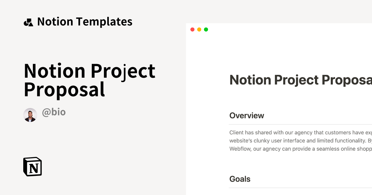 Notion Project Proposal Template by Matt Bio | Notion Marketplace