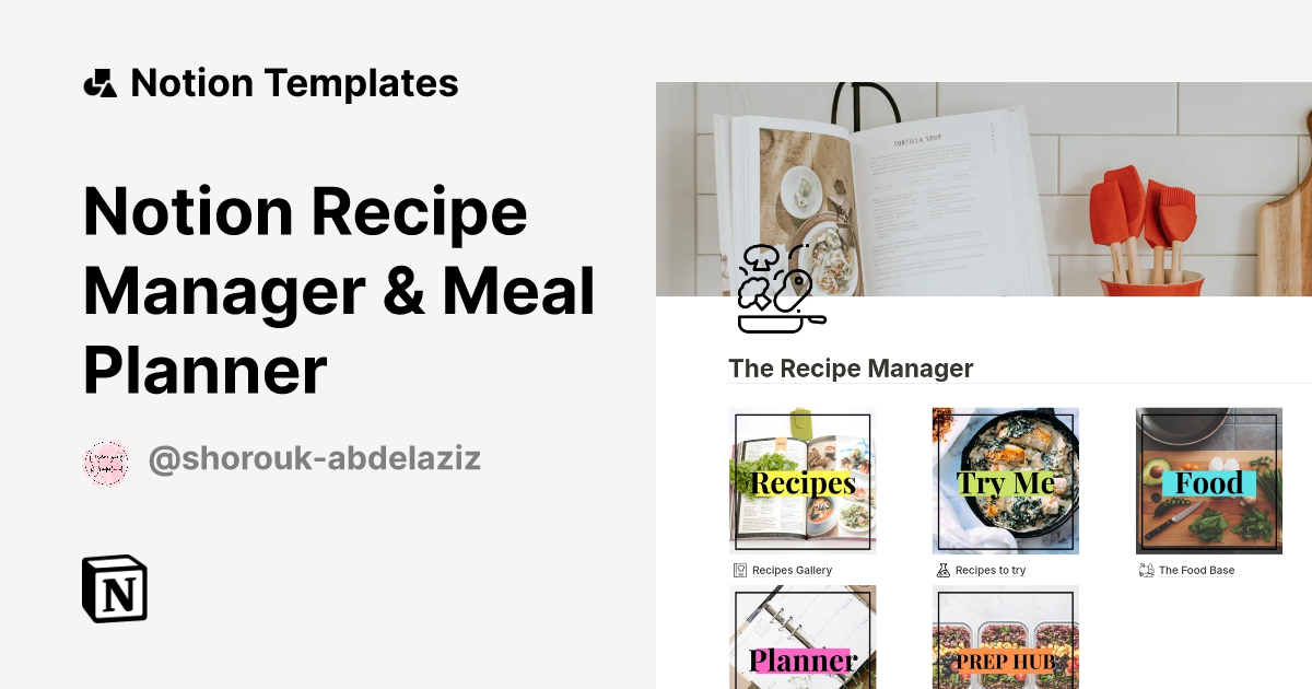 Notion Recipe Manager & Meal Planner Template by Organizing Wonderland ...