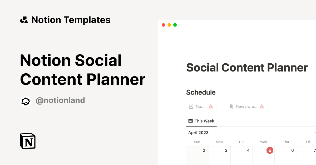 Notion Social Content Planner Template By Notionland Notion Marketplace