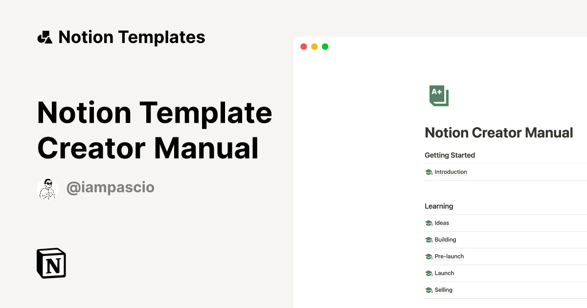 Notion Template Creator Manual Template by Pascio | Notion Marketplace