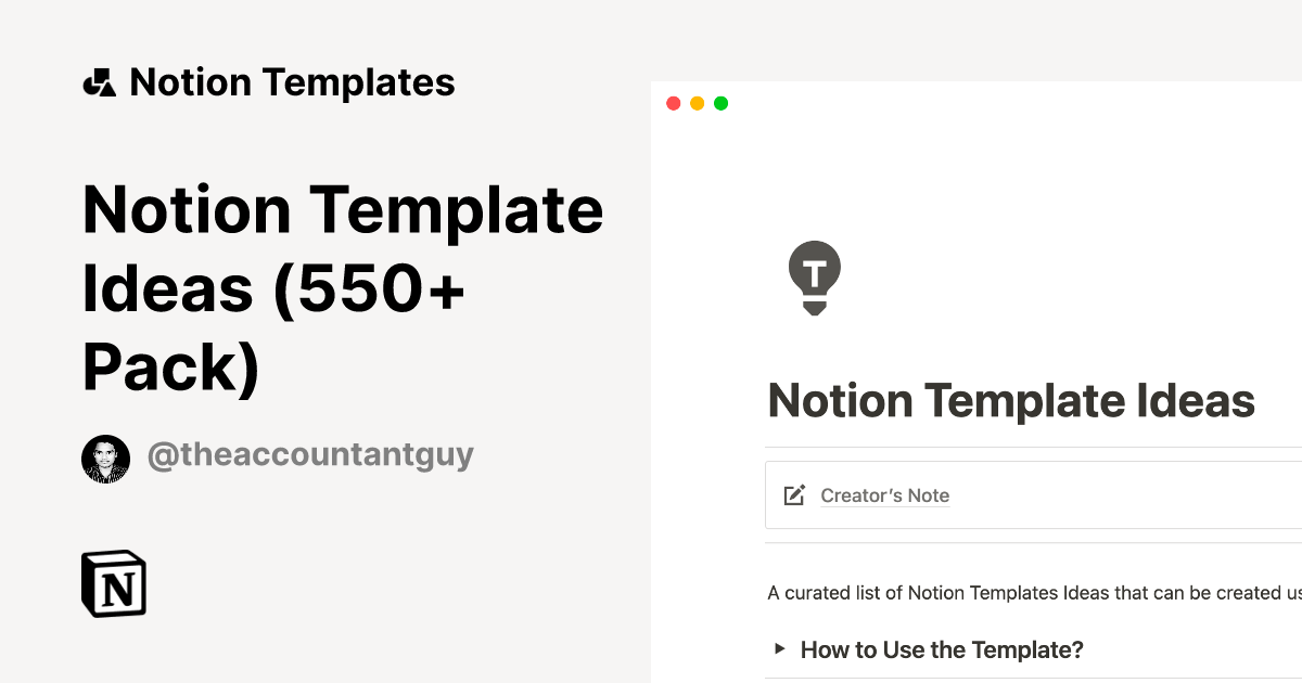 Notion Template Ideas (550+ Pack) Template by theaccountantguy ...