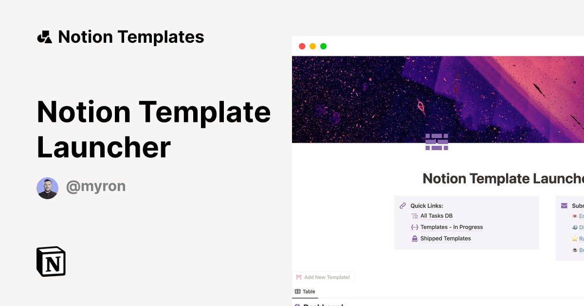 Notion Template Launcher Template | Notion Marketplace