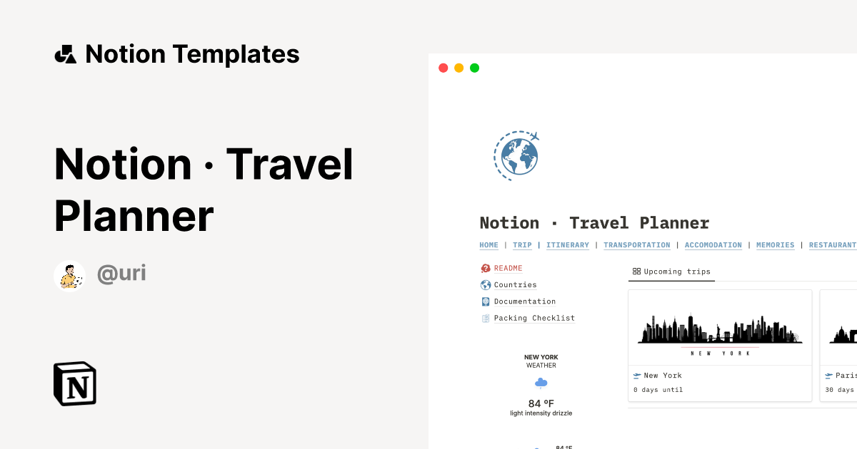 Notion · Travel Planner Template | Notion Marketplace