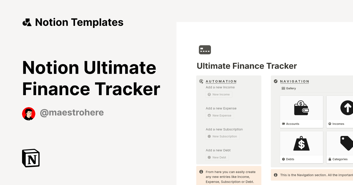 Notion Ultimate Finance Tracker Template | Notion Marketplace