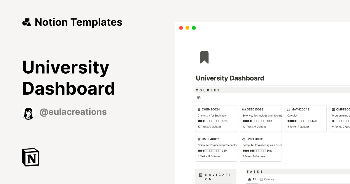 University Dashboard Template | Notion Marketplace University Dashboard Template | Notion Marketplace