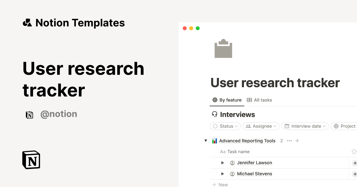 User research tracker Template by Notion | Notion Marketplace