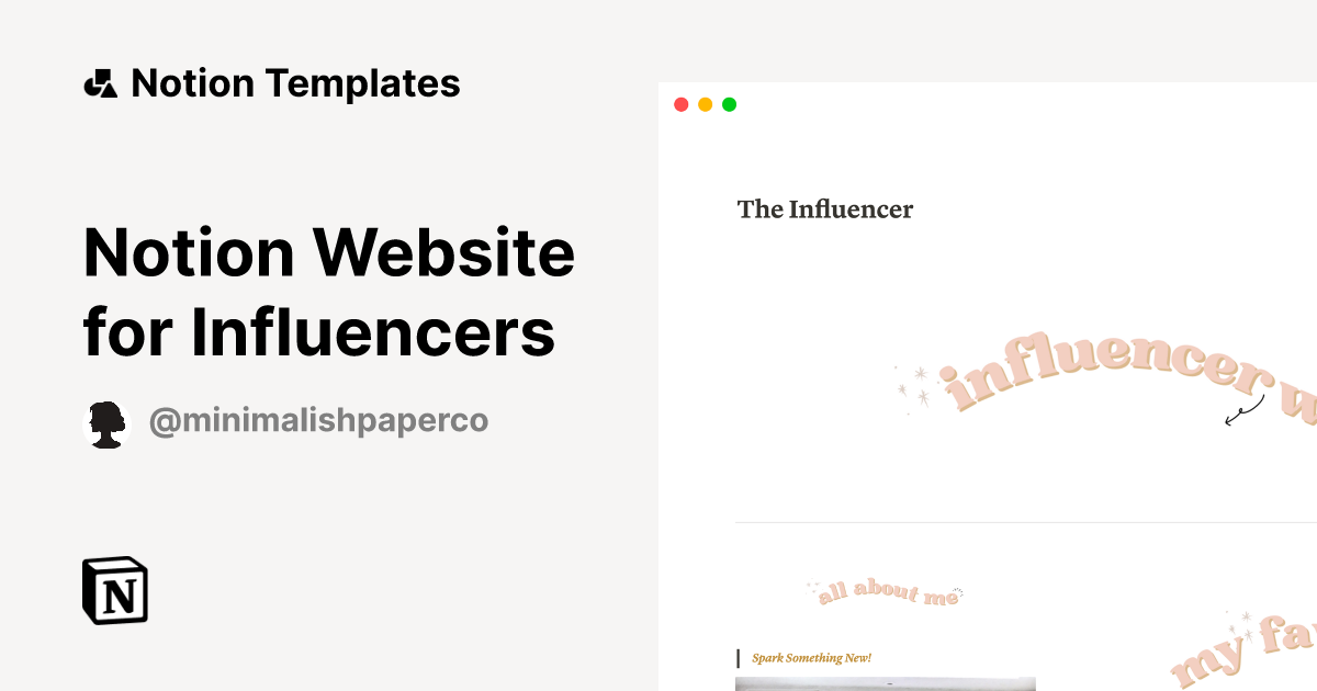 Notion Website for Influencers Template by Jessica Holland at ...