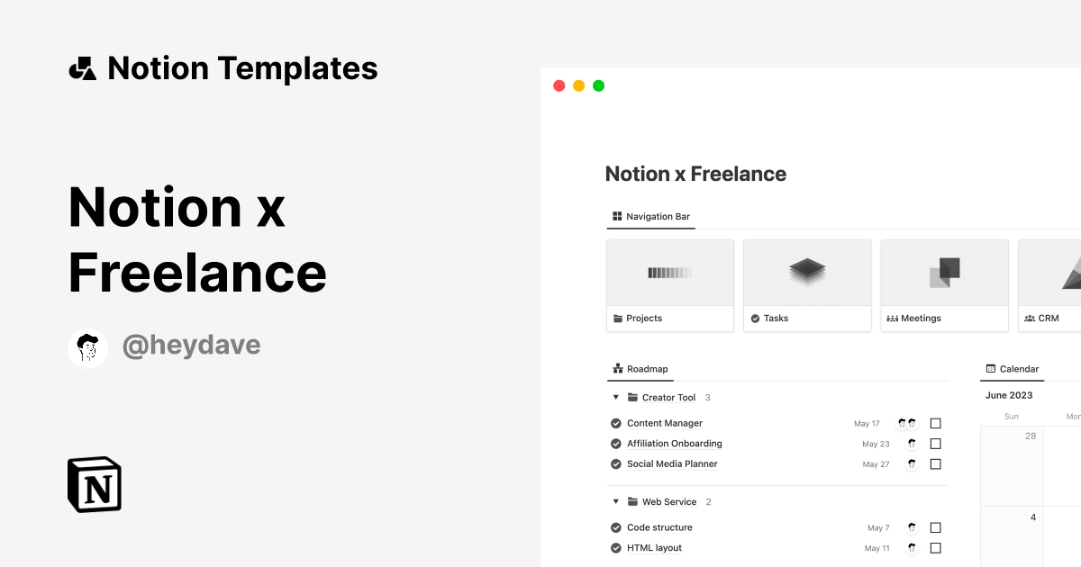 Notion x Freelance Template by Dave | Notion Marketplace