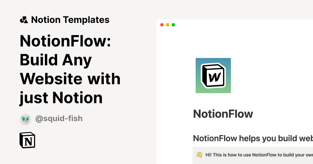 NotionFlow: Build Any Website with just Notion Template by Squid & Fish | Notion Marketplace