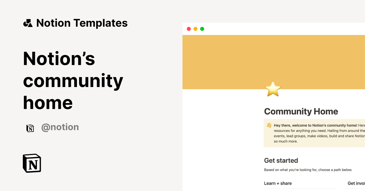 Notion’s community home Template by Notion | Notion Marketplace