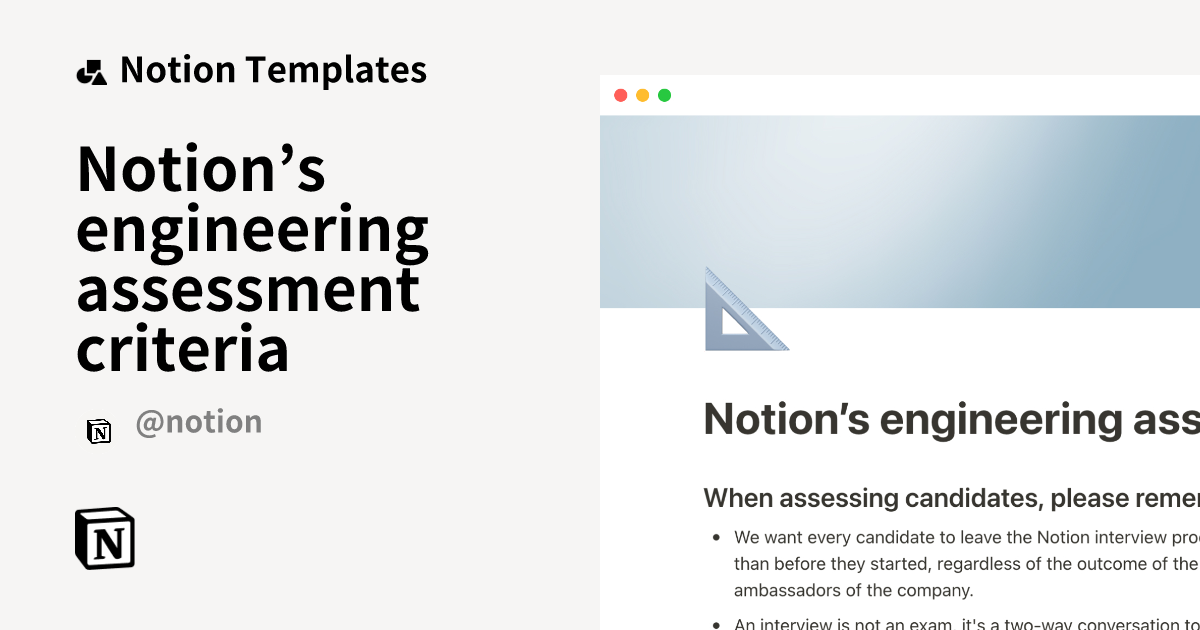 Notion’s engineering assessment criteria Template by Notion | Notion ...