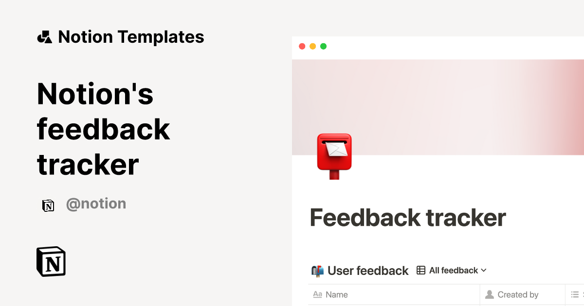 Notion S Feedback Tracker Template By Notion Notion Marketplace